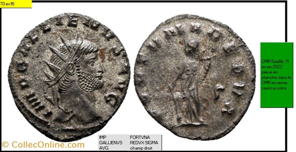 Rome Gallien Fortuna Redux Sigma Champ Droit Imp Gallienus