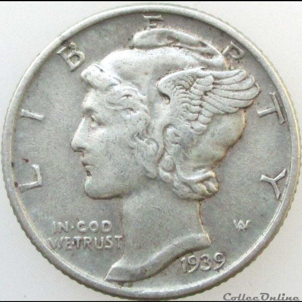 1939 Dime - Coins - World - United States - Dimes - 1916-1945: Mercury 1939 Dime - Coins - World - United States - Dimes - 1916-1945: Mercury